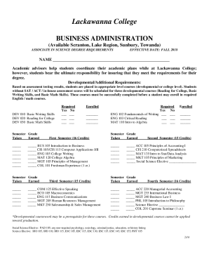 Fillable Online Bachelor's of Science in Business - Lackawanna College ...