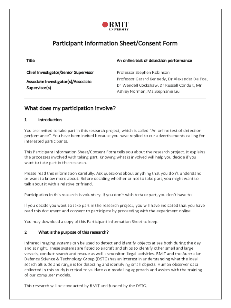 Fillable Online Participant Information Sheet/Consent FormRMIT University Fax Email Print ...