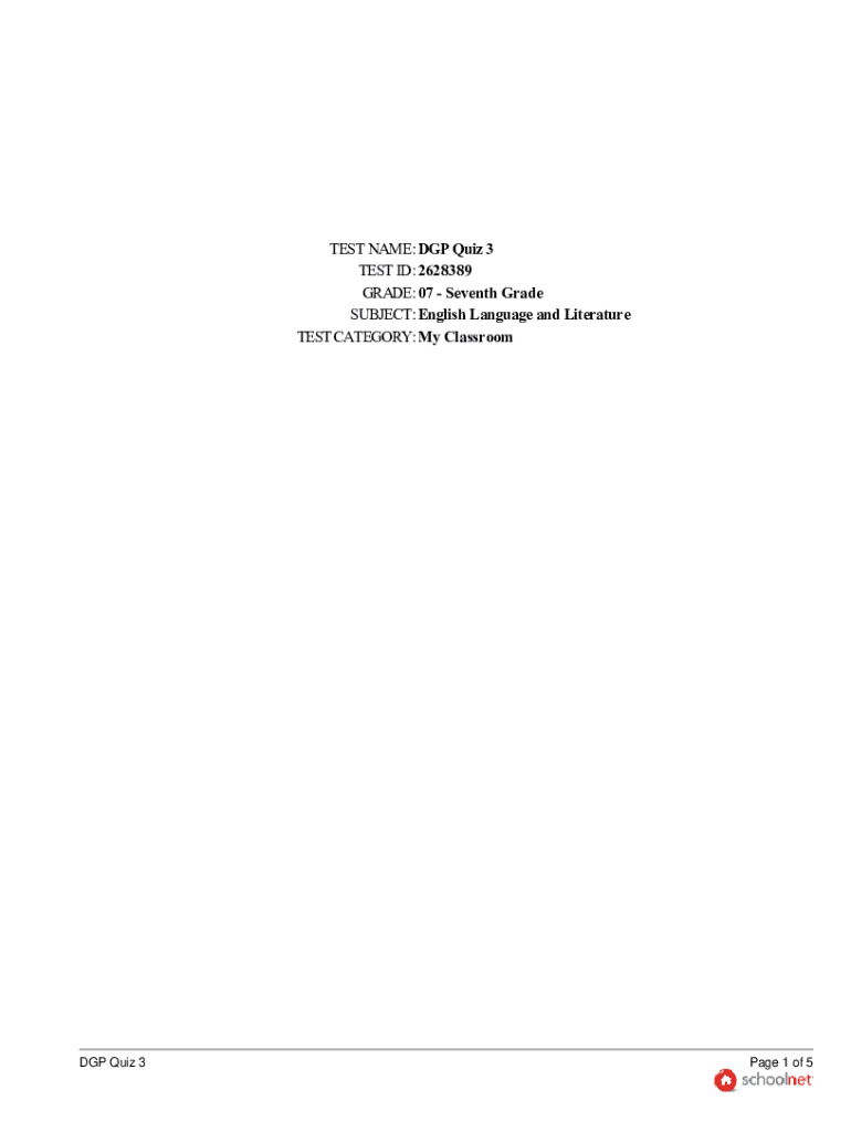 Fillable Online DGP Test Review (GL)Grammar Quiz - Quizizz Fax Email ...