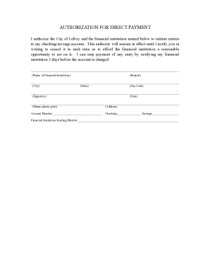Fillable Online Direct Payment Authorization Form - York County Fax ...