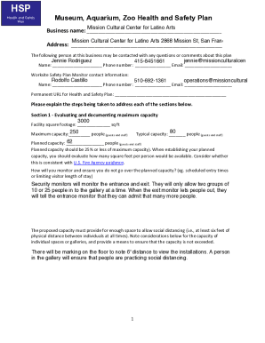 Fillable Online HSP Template for Museums Zoos and Aquariums During ...