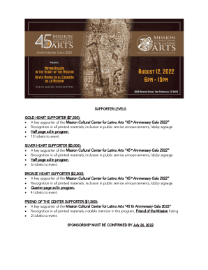 Fillable Online GALA 45th Anniversary Mission Cultural Center for ...