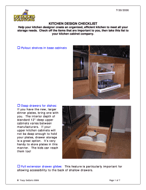 Fillable Online KITCHEN DESIGN CHECKLIST Fax Email Print - pdfFiller