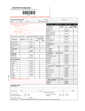 Fillable Online Sponsored research diagnostic order form - Joint ...