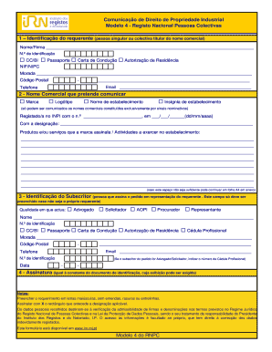 Preenchível Disponível irn mj RNPC - Impresso Modelo 4 - Comunica o de ...