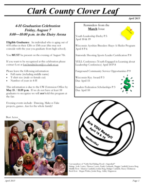 Fillable Online clark uwex 4-H Graduation Celebration - clark uwex Fax Email Print - pdfFiller