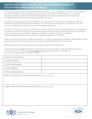 Fillable Online education gpg gov INVITATION TO REGISTER ON THE GAUTENG ...