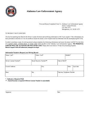 Fillable Online dps alabama Alabama Law Enforcement Agency Print and ...