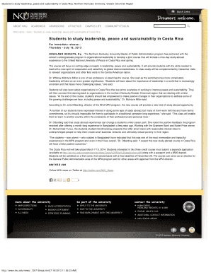 Fillable Online Students to study leadership, peace and sustainability ...