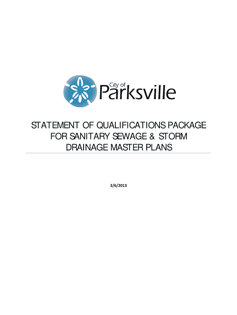 Fillable Online STATEMENT OF QUALIFICATIONS PACKAGE FOR SANITARY SEWAGE ...