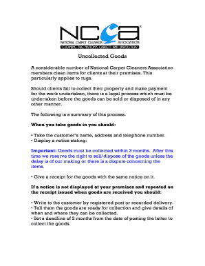 Fillable Online Uncollected Goods Fax Email Print - pdfFiller