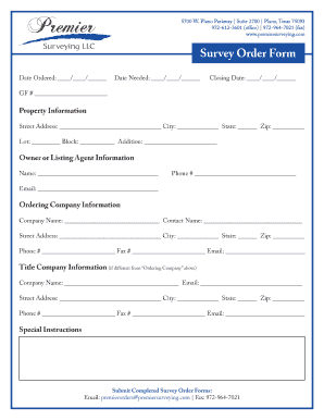 Fillable Online Survey Order Form - Premier Surveying LLC Fax Email ...