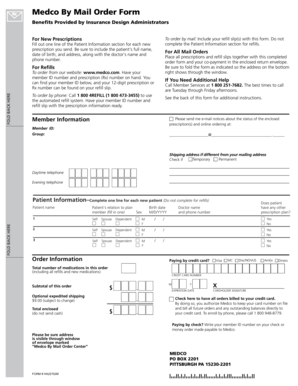 Fillable Online Medco By Mail Form - Insurance Design Administrators ...