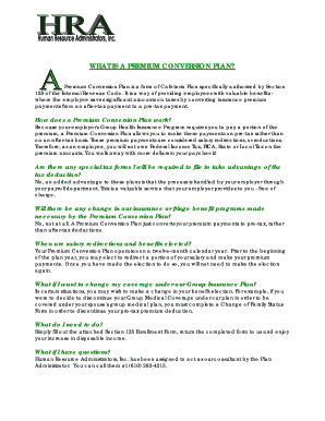 Fillable Online WHAT IS A PREMIUM CONVERSION PLAN Fax Email Print ...