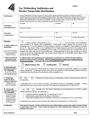 Fillable Online Tax Withholding Notification and Election Nonperiodic ...