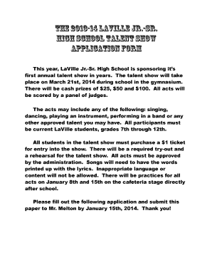 Fillable Online TALENT SHOW FORM Fax Email Print - pdfFiller