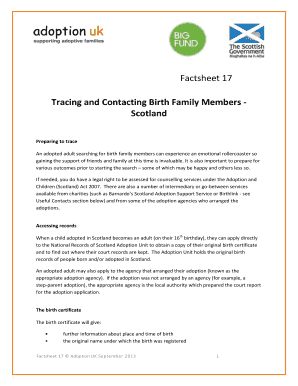 Fillable Online Tracing and Contacting Birth Family Members Scotland ...