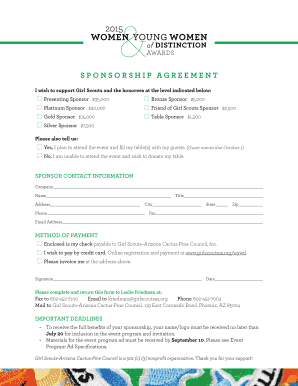 Fillable Online girlscoutsaz I would like to sponsor at this level ...