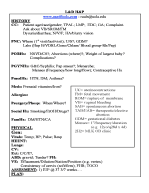 Fillable Online L&D H&P Fax Email Print - pdfFiller
