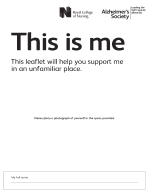 Fillable Online This is me - Alzheimer's Society Fax Email Print ...