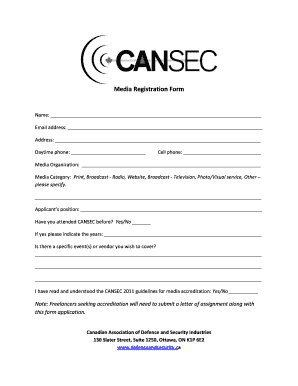 Fillable Online defenceandsecurity Media Registration Form - Canadian ...