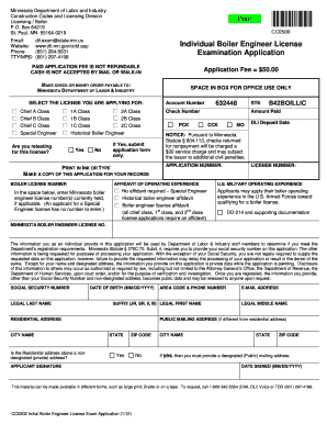Fillable Online Individual Boiler Engineer Licens - Advanced Minnesota ...
