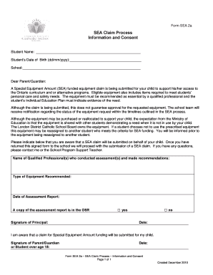 Fillable Online Form SEA 2a - SEA Claim Process - Information and ...