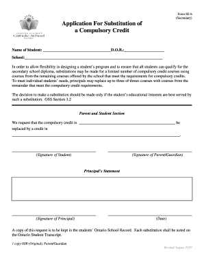 Fillable Online Form SE 6 Application for Substitution of a Compulsory ...