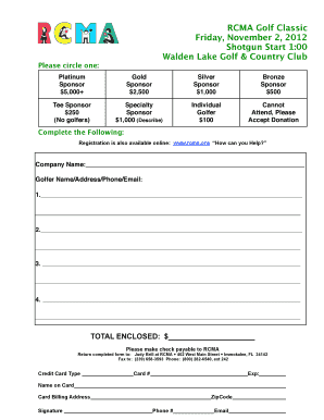 Fillable Online rcma RCMA Golf Classic - rcma Fax Email Print - pdfFiller