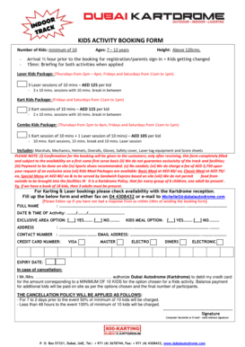 Fillable Online Download Kids Activity Booking Form - Dubai Autodrome ...