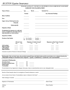 Fillable Online Loss of use endorsement form (lou) - Buxton Equine ...
