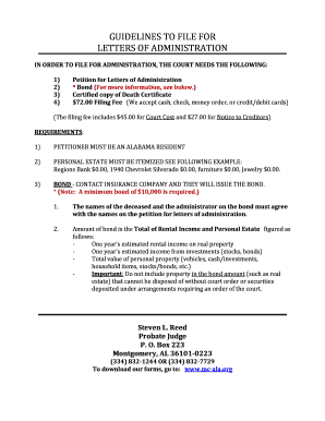 Fillable Online mc-ala Petition for Letters of Administration - 2 ...