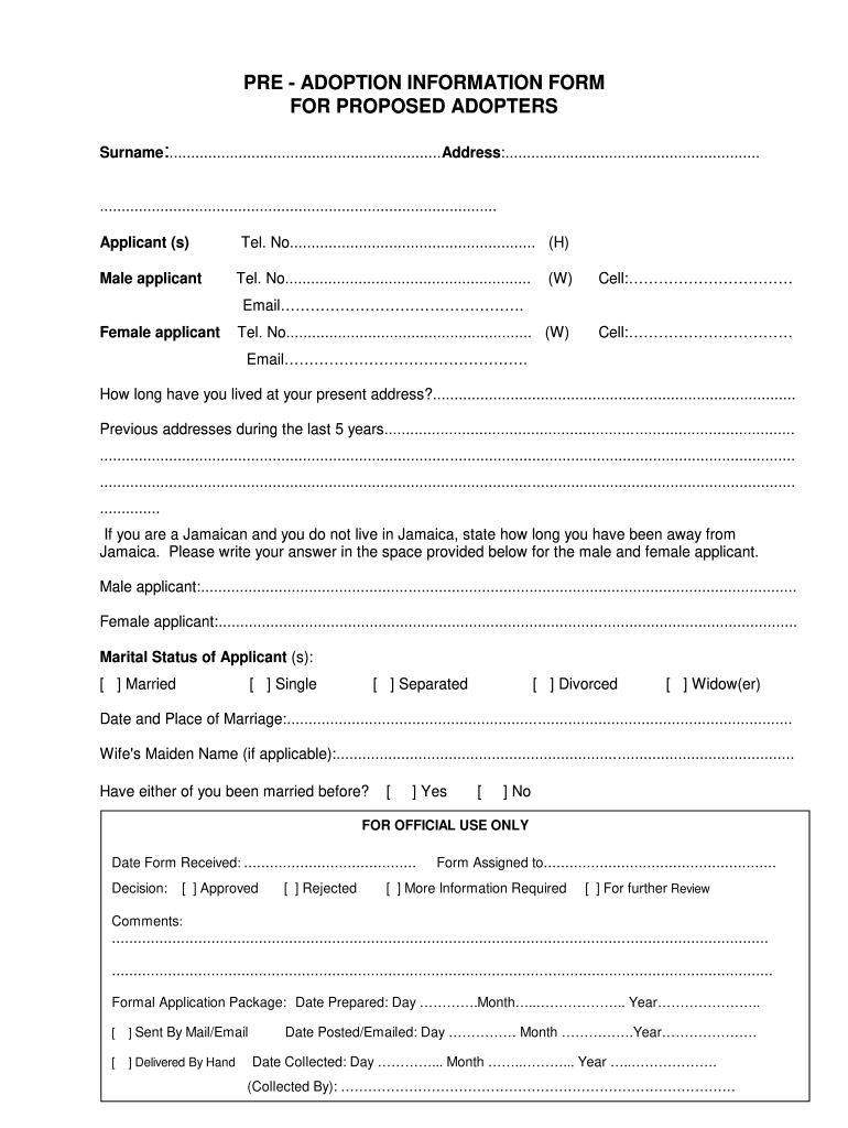 Printable Adoption Forms Fill Online Printable Fillable Blank 