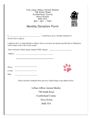 Fillable Online laanimalshelter Monthly Donation Form - laanimalshelter ...