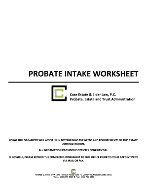 Fillable Online Probate Intake Form - Charles C. Case, Jr. Fax Email ...