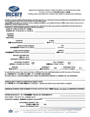 Fillable Online AMERICAN EXPRESS CREDIT CARD PAYMENT AUTHORIZATION FORM ...