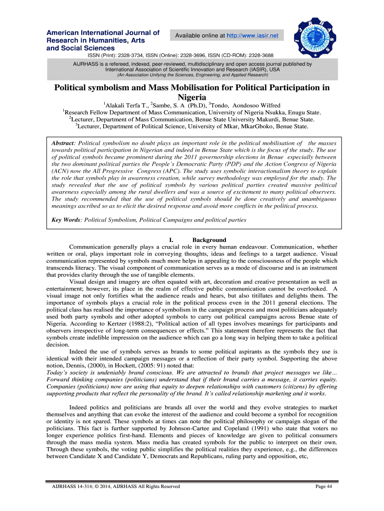 Fillable Online AIJRHASS is a refereed, indexed, peer-reviewed ...