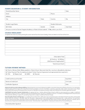 Fillable Online ENROLLMENT FORM - Polaris School Fax Email Print ...