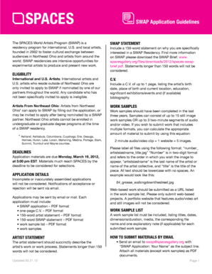Fillable Online spacesgallery SWAp Application Guidelines - SPACES Gallery - spacesgallery Fax ...