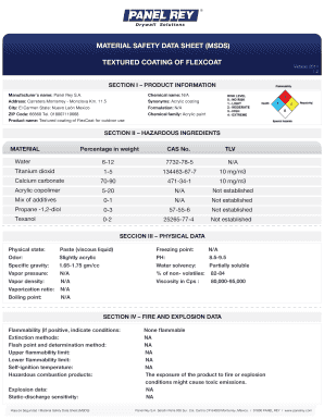 Fillable Online MATERIAL SAFETY DATA SHEET (MSDS) TEXTURED COATING ...