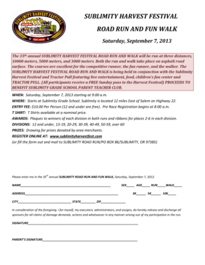 Fillable Online 2013 Fun Run Entry Form.pdf - Sublimity Harvest ...