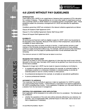 Fillable Online hru uts edu 6 LEAVE WITHOUT PAY GUIDELINES Fax Email Print - pdfFiller