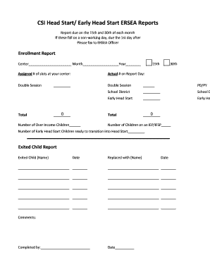 Fillable Online headstart csi CSI Head Start/ Early Head Start ERSEA ...