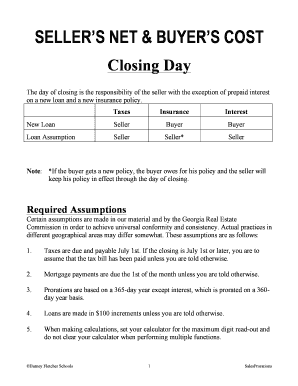 Fillable Online Closing Day Fax Email Print - pdfFiller