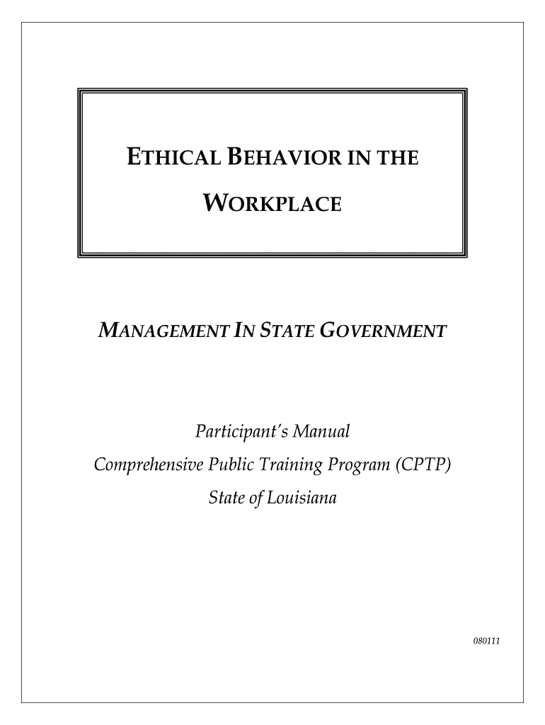 Fillable Online Ethical Behavior in the Workplace MANUAL rev Ethics ...