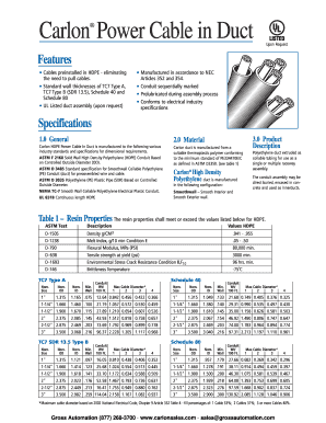 Fillable Online Carlon Power Cable in Duct Fax Email Print - pdfFiller