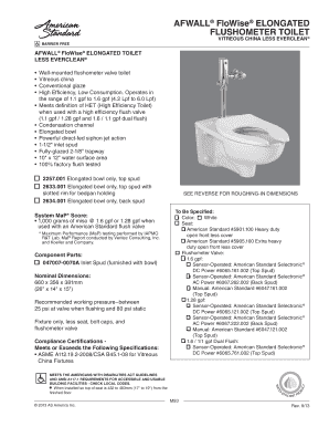 Fillable Online AFWALL FloWise ELONGATED FLUSHOMETER TOILET Fax Email ...