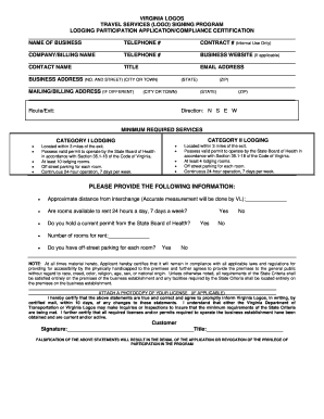 Fillable Online Logo Lodging Application Form - Virginia Logos Fax ...