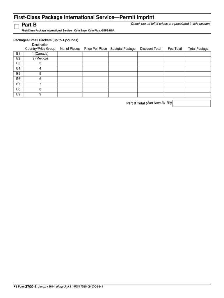 Fillable Online First-Class Package International ServicePermit Imprint ...