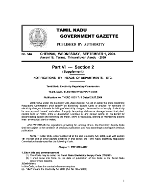 Fillable Online TAMIL NADU ELECTRICITY SUPPLY CODE Fax Email Print ...